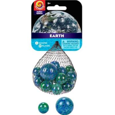 Mega Marble EARTH MARBLE NET 24 Player Marbles & 1 Shooter Marble | eBay