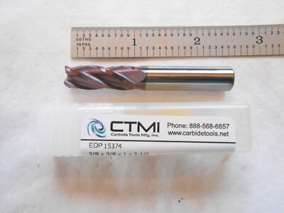 NEW CTMI USA 3/8" DIA. X 1" LOC X 2-1/2" OAL X .020" C.R. 4FL CC ...