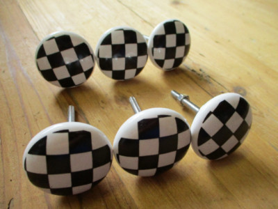 6 Checkered Drawer Pulls Cabinet Knocs Bathroom Nascar Race Car Checker ...