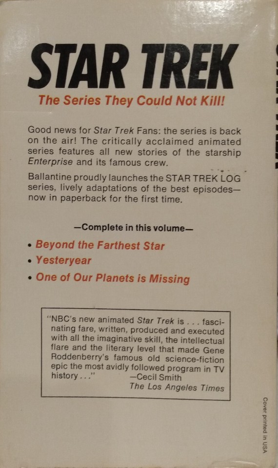 STAR TREK LOG ONE by Alan Dean Foster | Ballantine Science Fiction PB ...