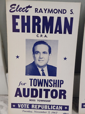 Vintage Campaign Poster (Pittsburgh) 60's Letterpress Raymond S. Ehrman ...