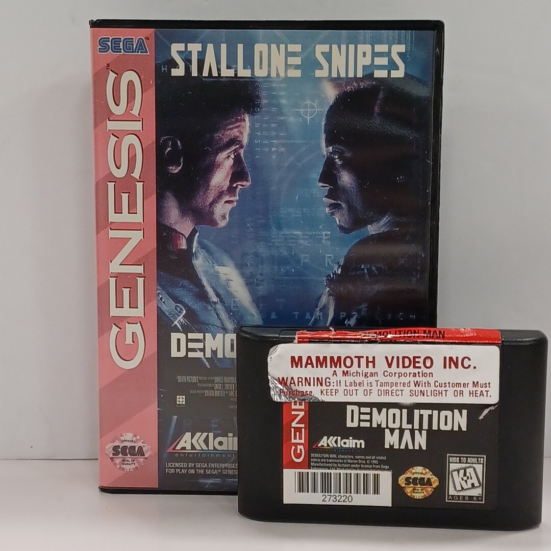 DEMOLITION MAN Sega GENESIS 1995 USA Acclaim CARTRIDGE & CASE ...