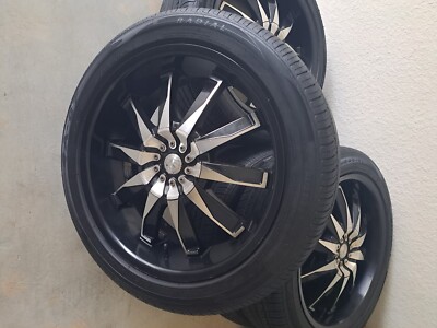 Full set of used 20 inch Legacy Black and Chrome accented rims and ...