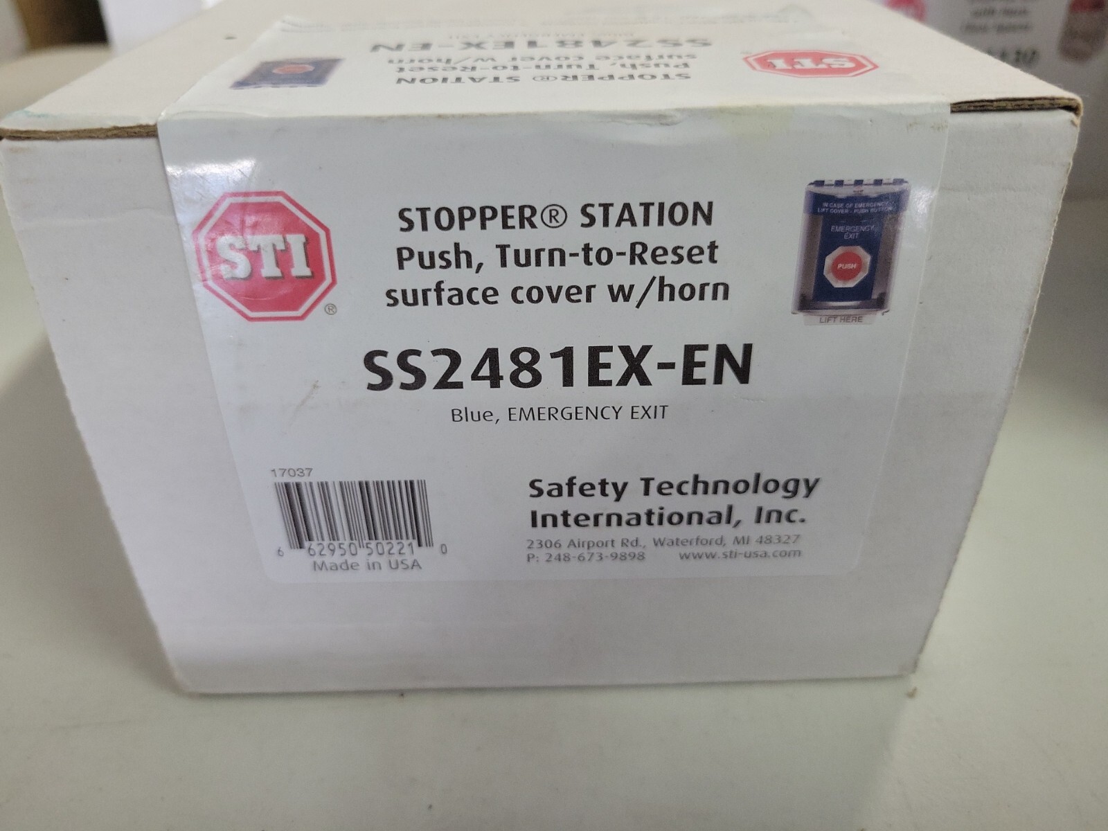 STI Stopper Station Emergency Push Button Blue SS2481EX-EN with Shield ...