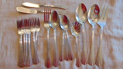 MIXED LOT 18 INTERNATIONAL SILVER STAINLESS CHINA FLATWARE "SYMMETRY ...