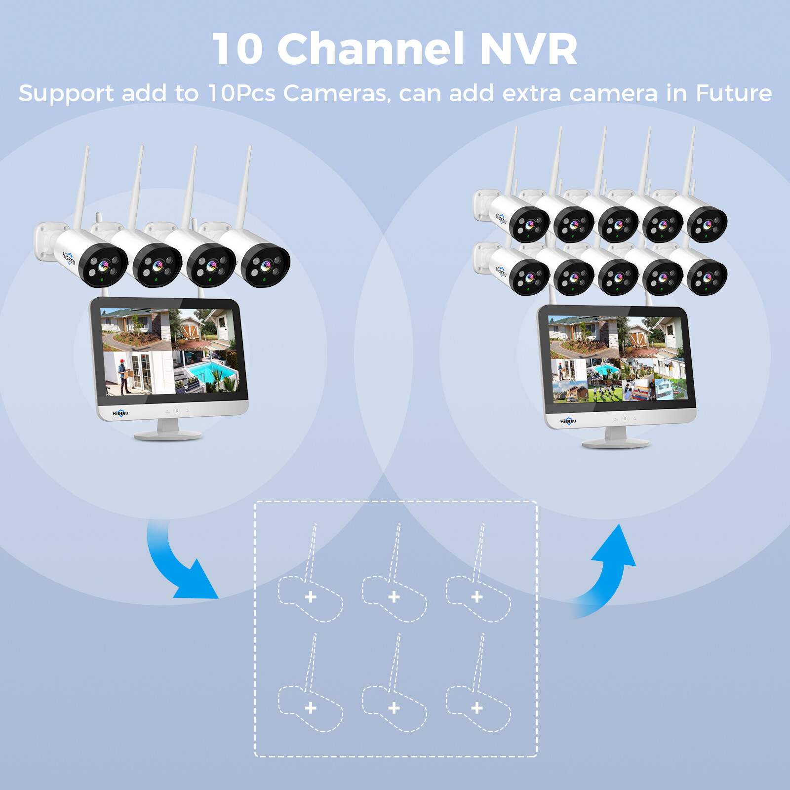 4PCS Wireless Wifi 3MP Security Camera CCTV System W/Different NVRs 1TB ...