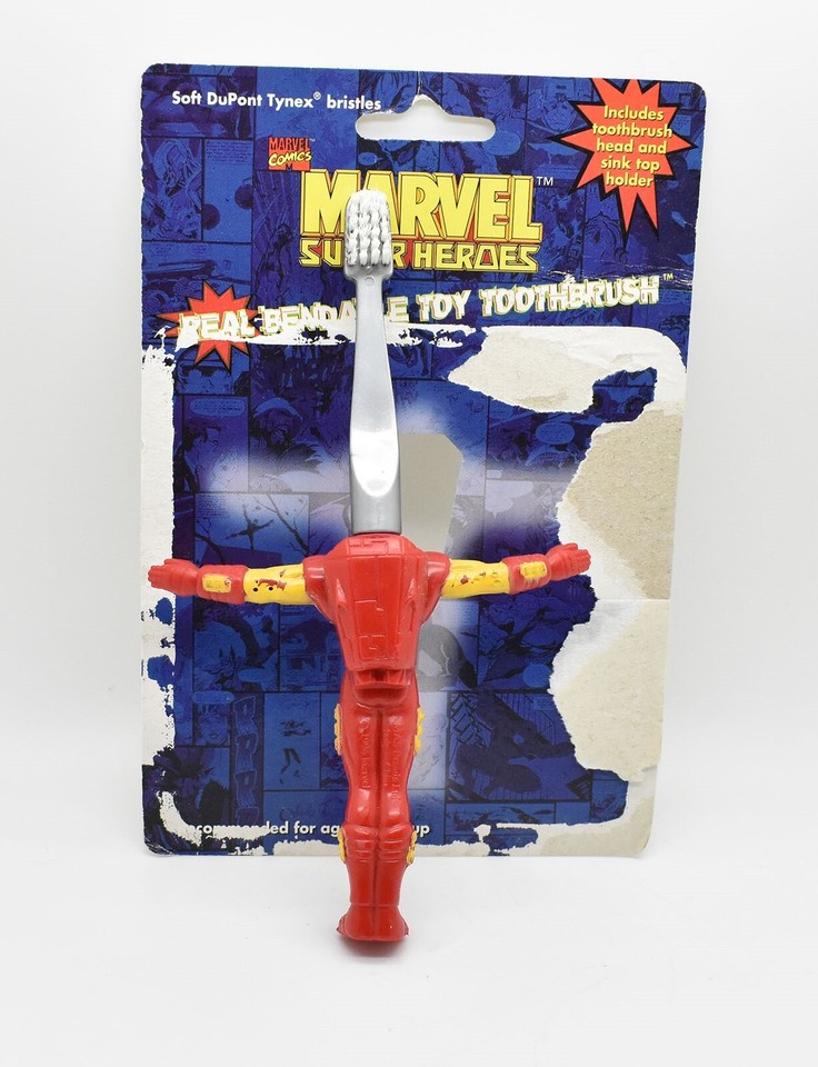 Marvel Super Heroes Bendable Toy Toothbrush Iron Man With Card 1997 | eBay