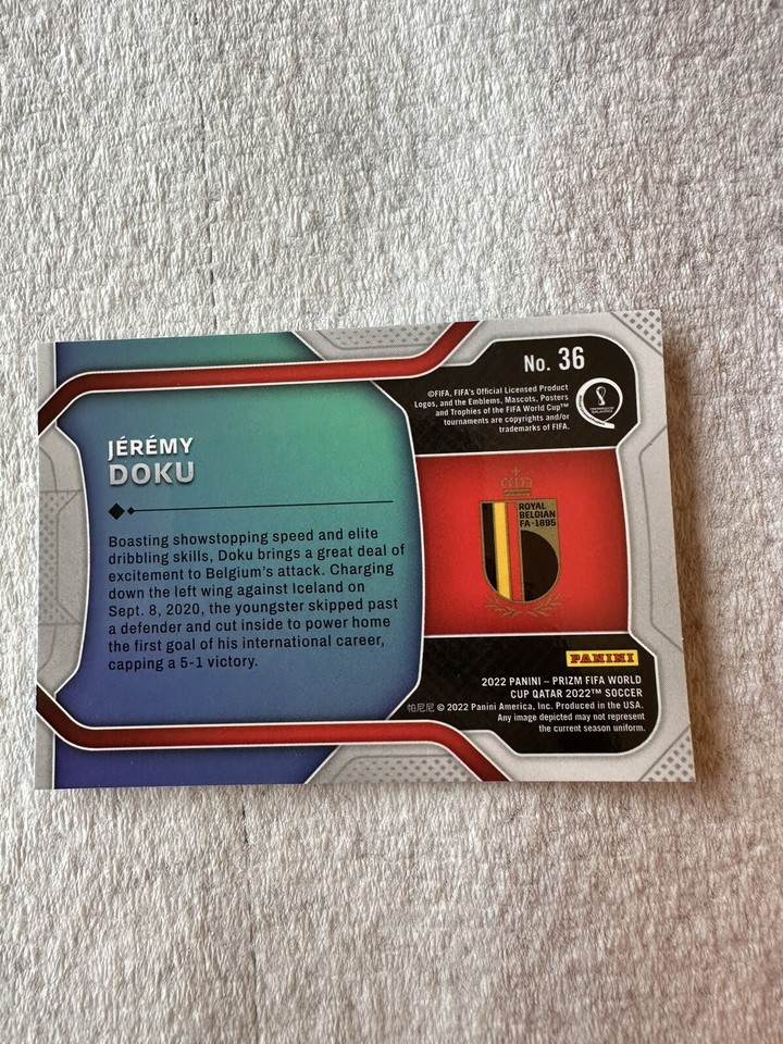Jeremy Doku 2022 Prizm FIFA World Cup New Era Insert Card #36 Belgium ...