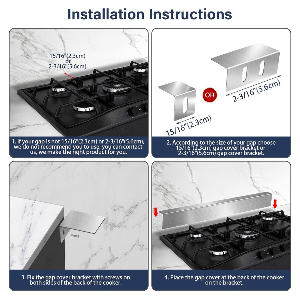 30" Slide-in Range Rear Filler Kit,Stove Gap Filler Strip, Stainless ...