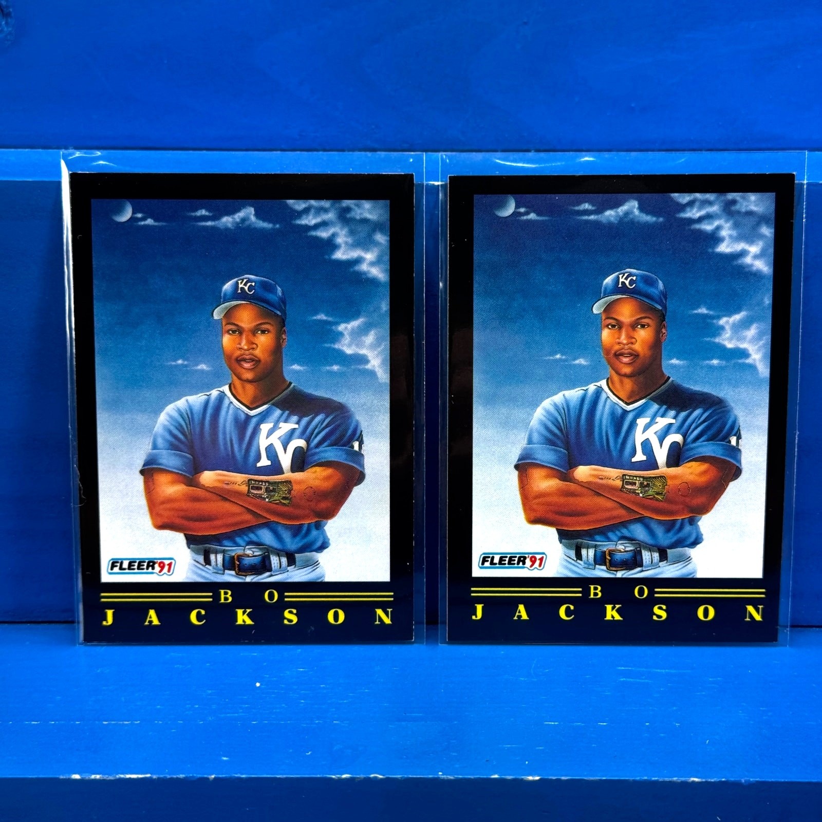Nice Lot of 2 BO JACKSON 1991 Fleer PRO-VISION Bionic Bo Insert Cards ...