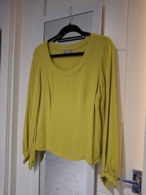 Wallis Ladies Yellow Green Long Sleeve Lasies Top Size 12 | eBay UK