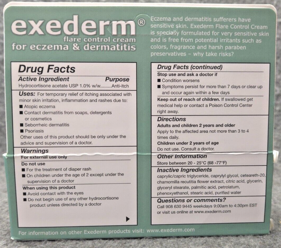 Exederm Flare Control Cream for Eczema - Dermatitis 2 oz Tube NIB Exp ...