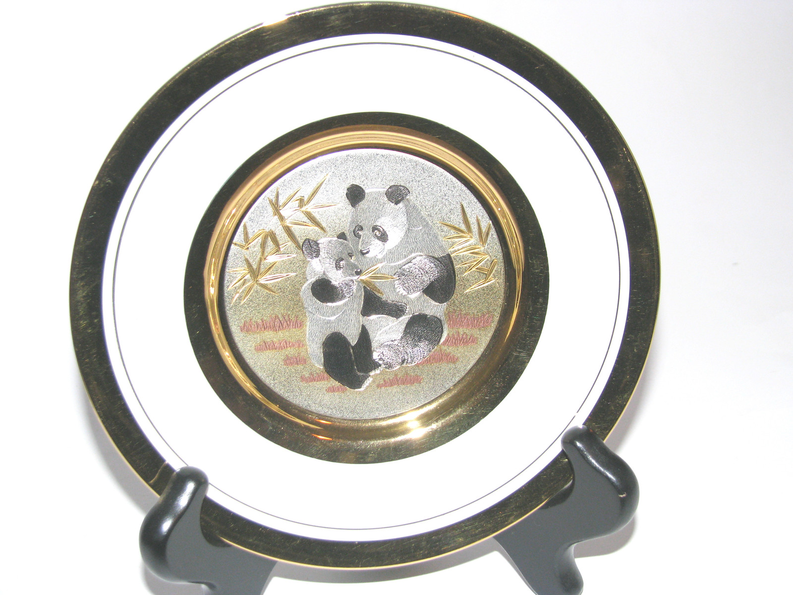 Chokin Collector Plate Panda Bears Design 24kt Gold Trim, MUST SEE! | eBay