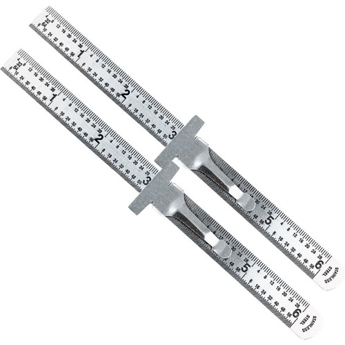 PRECISE (2 Pack) 6" SAE Pocket Ruler | Stainless Steel with Sliding ...