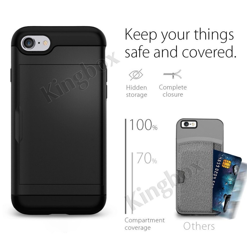 Credit Card Slot Holder Wallet Case Shockproof Back Cover For iPhone ...