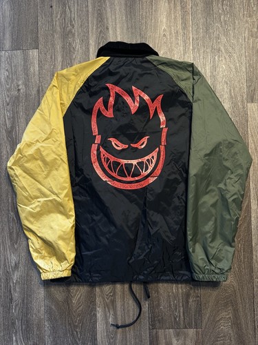 Spitfire Skateboarding Windbreaker Snap Up Color Block Jacket Small | eBay