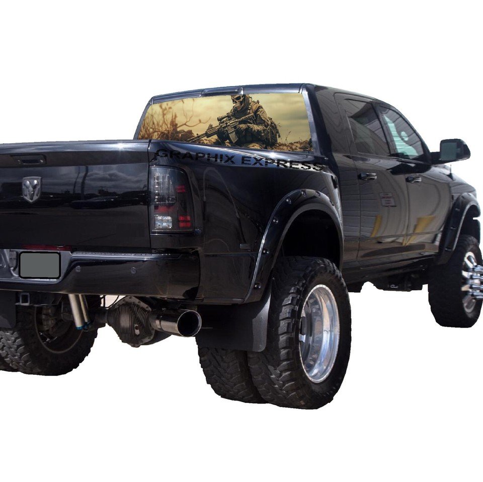 Truck Back Window Graphics Skeleton (P577) See Through Rear Decal Army ...