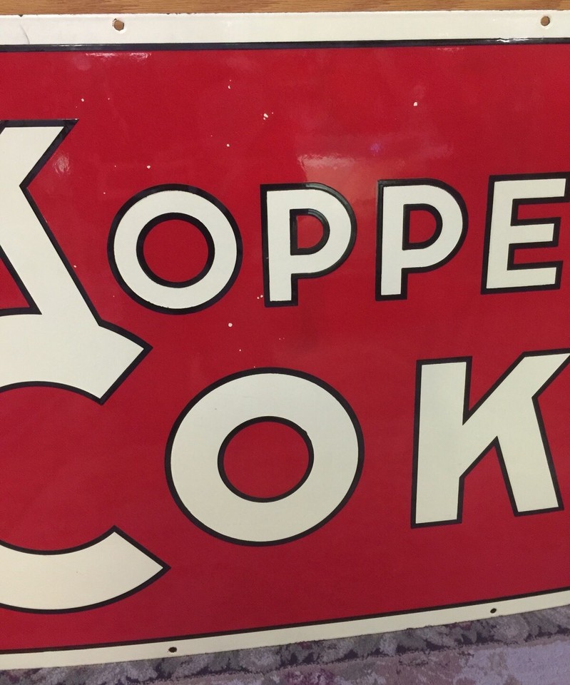 Original 47.5"x28" Porcelain Koppers Coke Coal Porcelain Sign From St ...