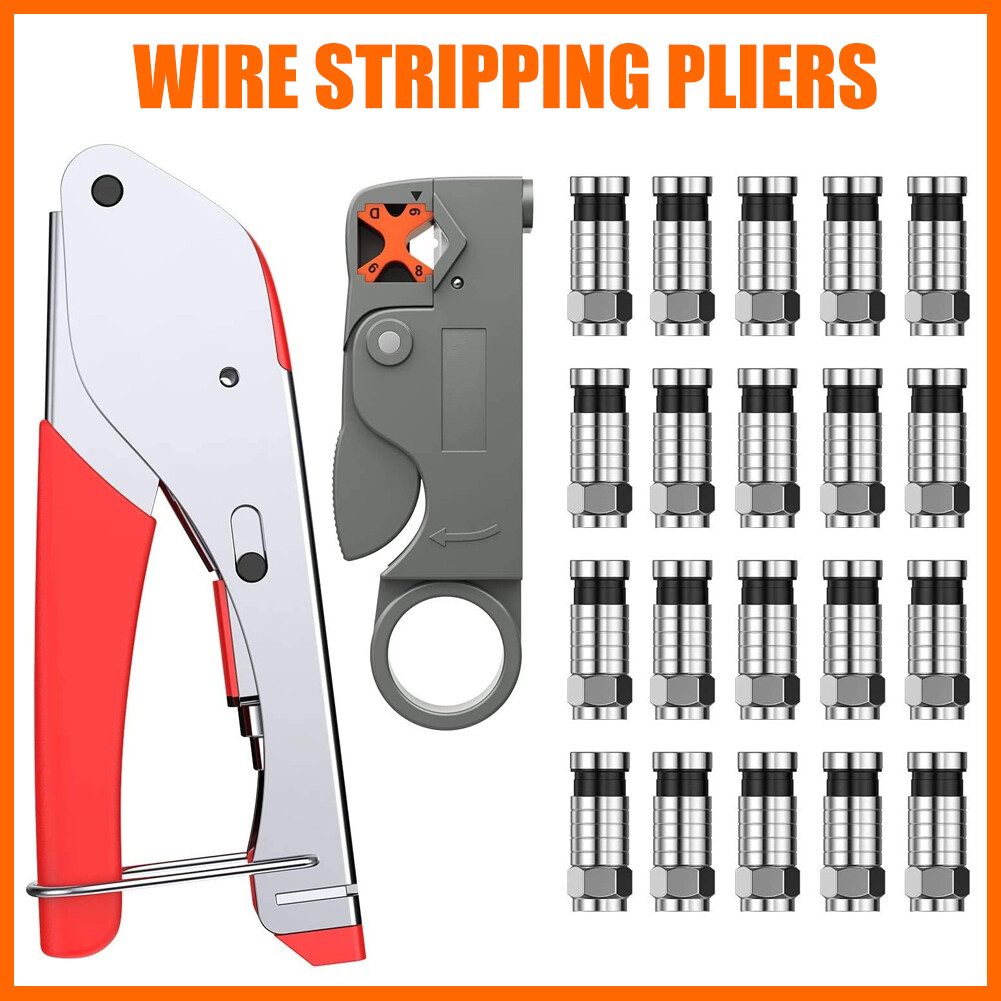 20x F-Type Crimp connector Compression Tool Kit RG6 RG59 Coaxial Cable ...