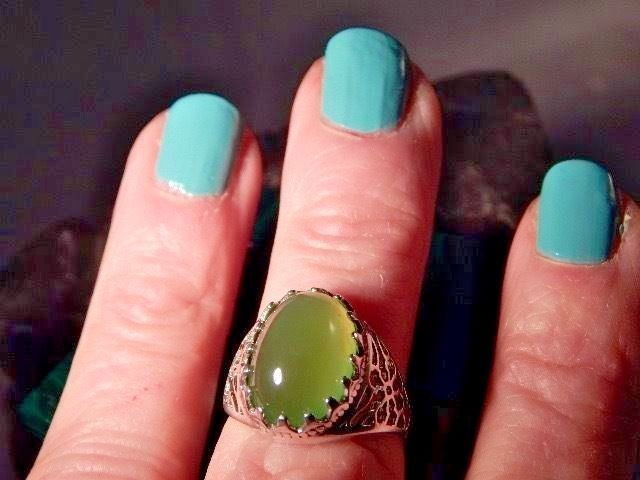7.48 Ct. Oval Cabochon Vesuvianite Idocrase Ring Filigree Sterling ...