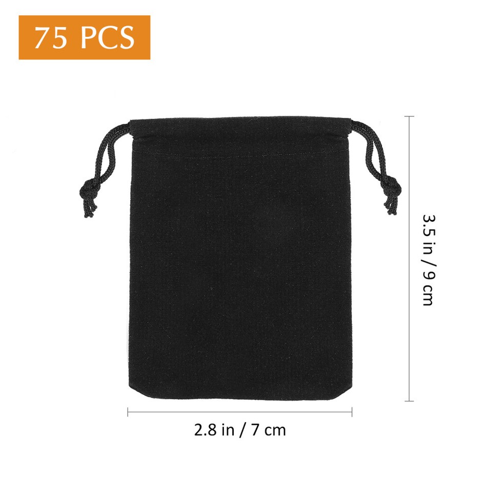 Drawstring Pouch Black Carrying Bag Storage Pouches Jewelry Pouches ...