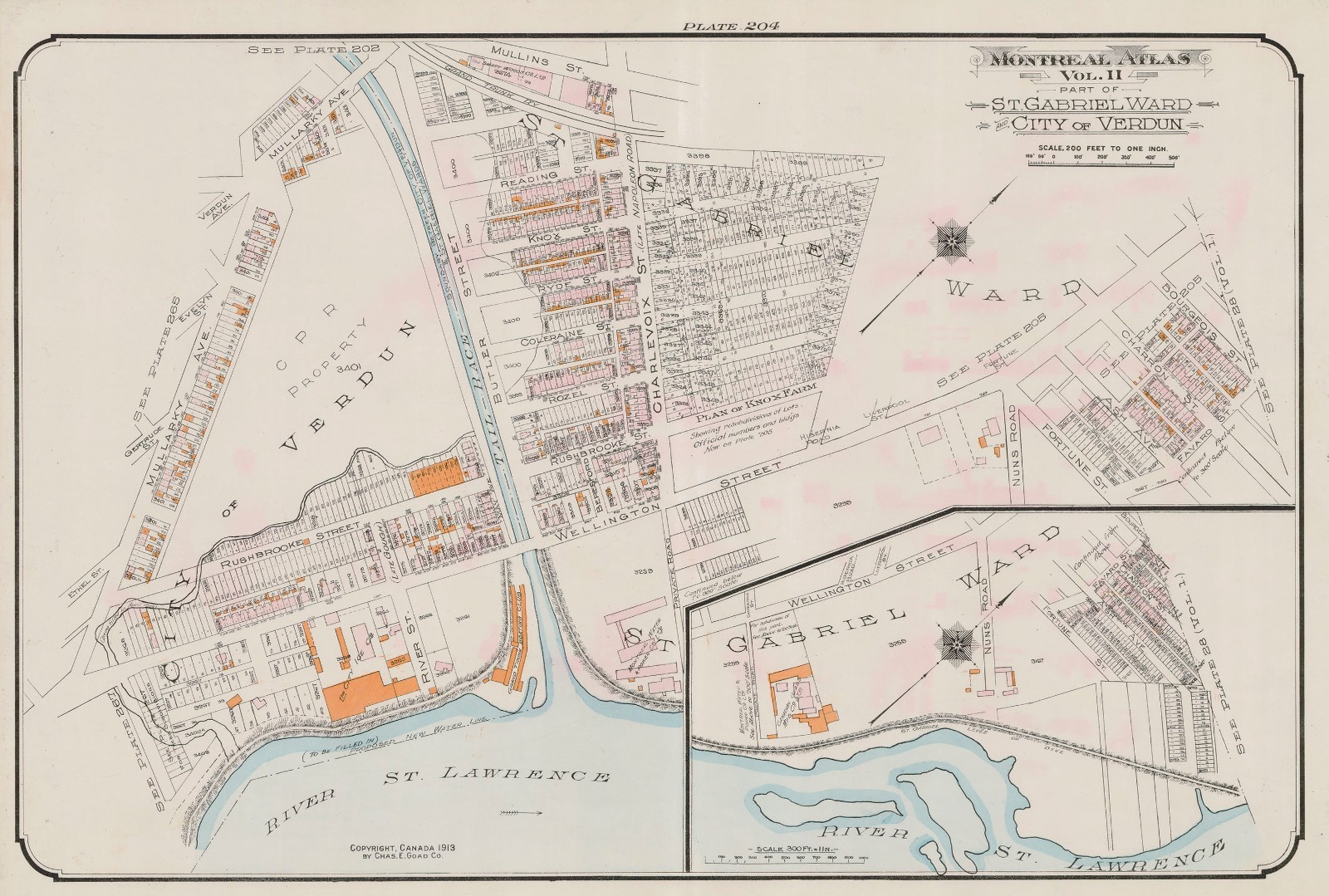 1913 CHARLES E. GOAD MONTREAL CANADA ST. GABRIEL WARD CHURCH COPY PLAT ...