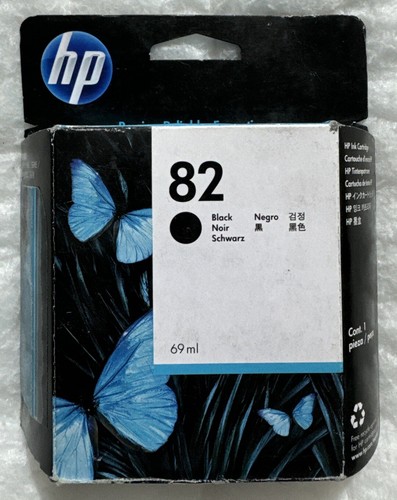 HP 82 Black DesignJet Ink Cartridge 69ml CH565A Genuine OEM Sealed Foil ...