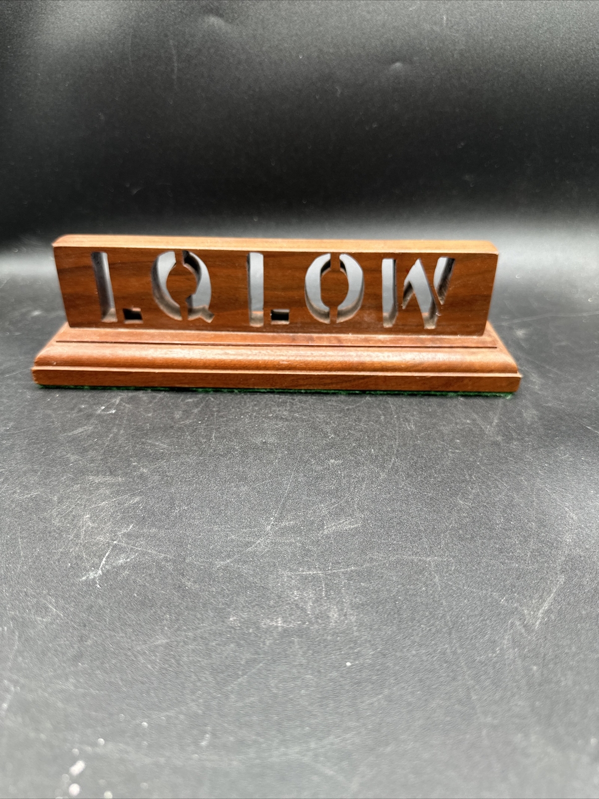 Wooden Desk Top Name Plate “I. QLOW” Gag Gift | eBay
