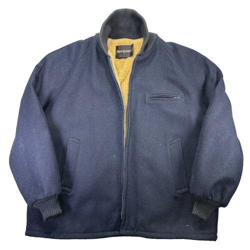 Reed St James Vintage Wool Sherpa Lined Bomber Harrington Jacket Coat ...