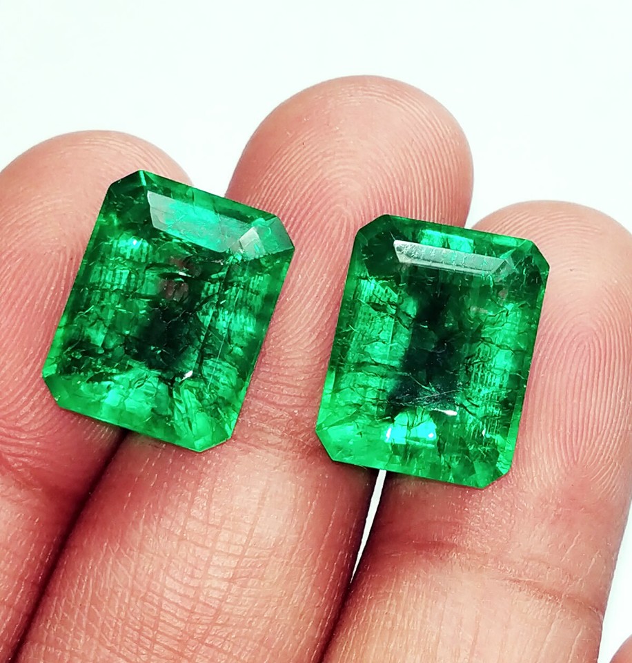 Loose Gemstone Natural Emerald 8 to 10 Ct Pair Certified R166 | eBay