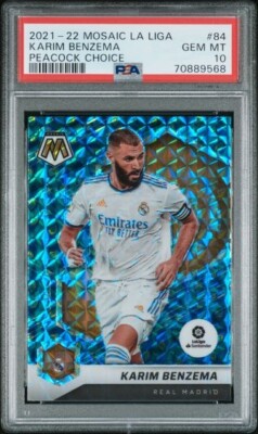 2021-22 Karim Benzema Panini Mosaic Peacock Choice Real Madrid SSP PSA ...