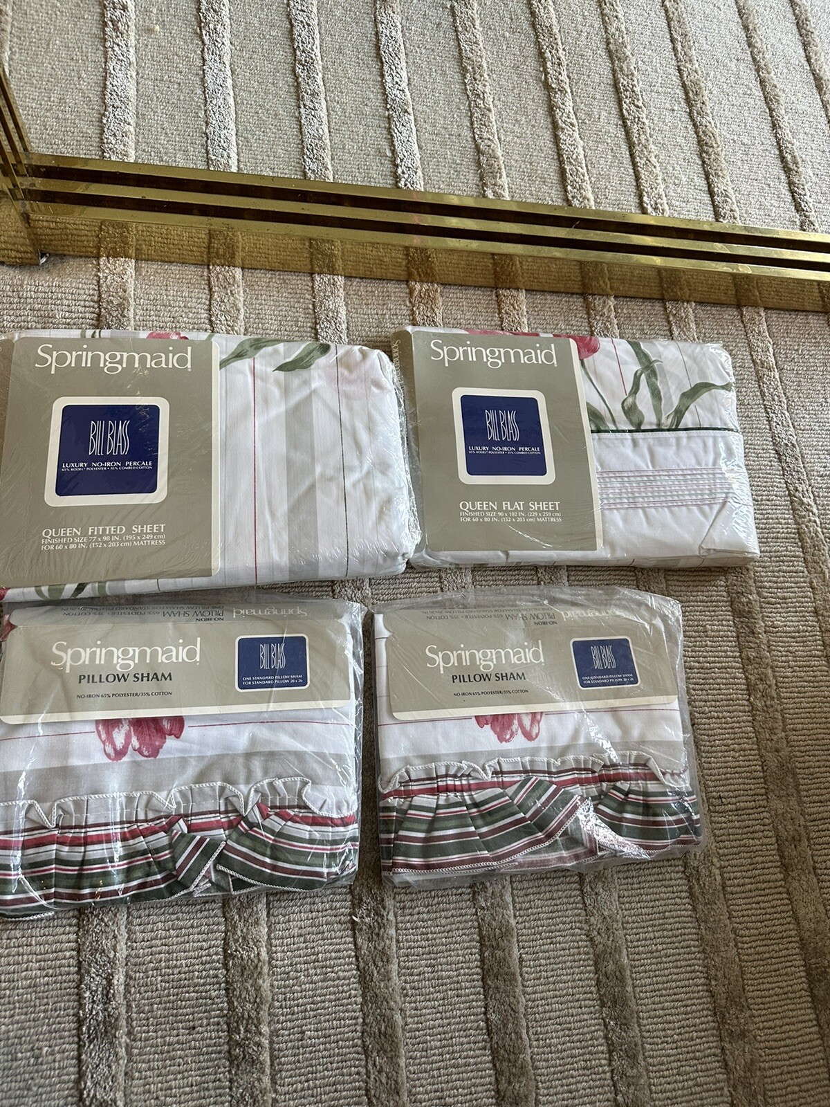 Vintage Bill Blass Tulips springmaid Queen Sheet Set cottage core ...