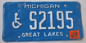 MICHIGAN WHEELCHAIR HANDICAPPED DISABLED LICENSE PLATE " S 2195 " GREAT ...