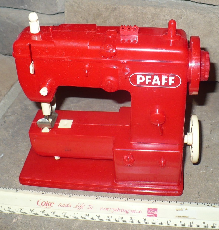 Vintage German PFAFF JUNIOR Child Toy Red Hand Crank Sewing Machine ...