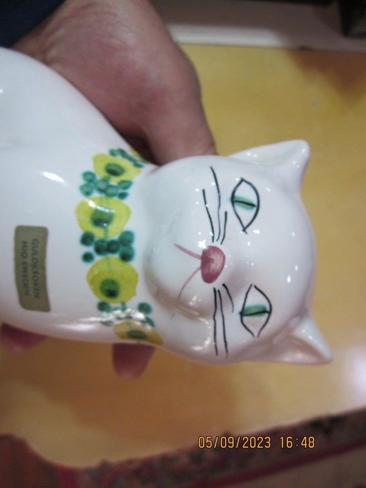 Guldkroken hjö Cat figurine Deco Sweden ceramic/LIFE LIKE! | eBay UK