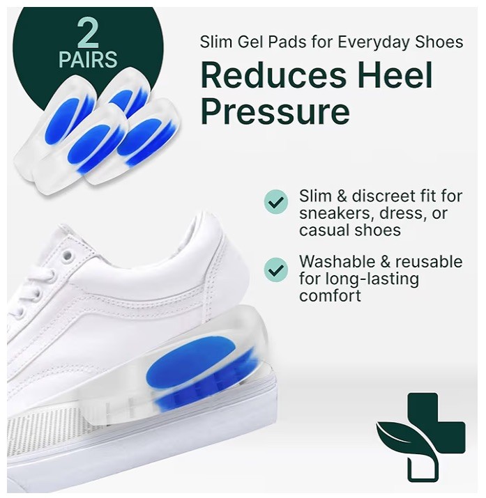 Gel Heel Inserts Shoe Pads Insoles Support Plantar Fasciitis Foot Pain ...