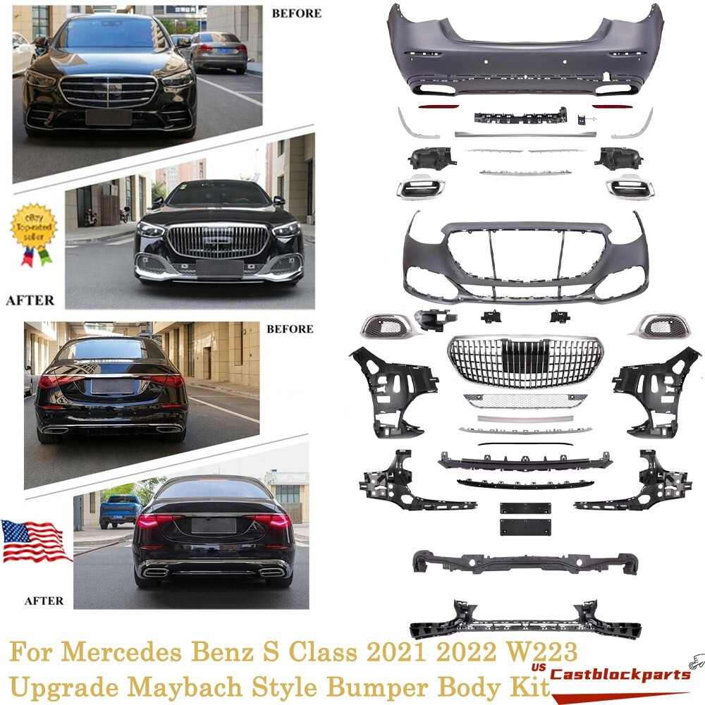 For 2021-22 Mercedes S-Class W223 Grill Bumper Conversion Maybach Style ...