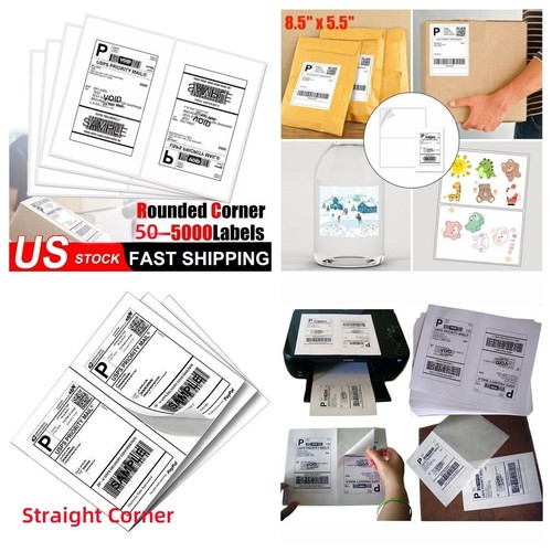50-5000 Half Sheet Shipping Labels Page 8.5x5.5 Self Adhesive 2 Per ...