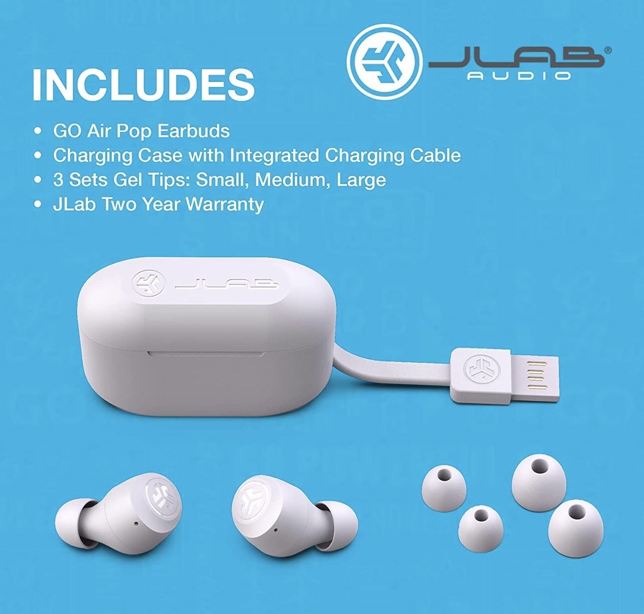 JLab Go Air Pop True Wireless Bluetooth Earbuds + Charging Case | Lilac ...