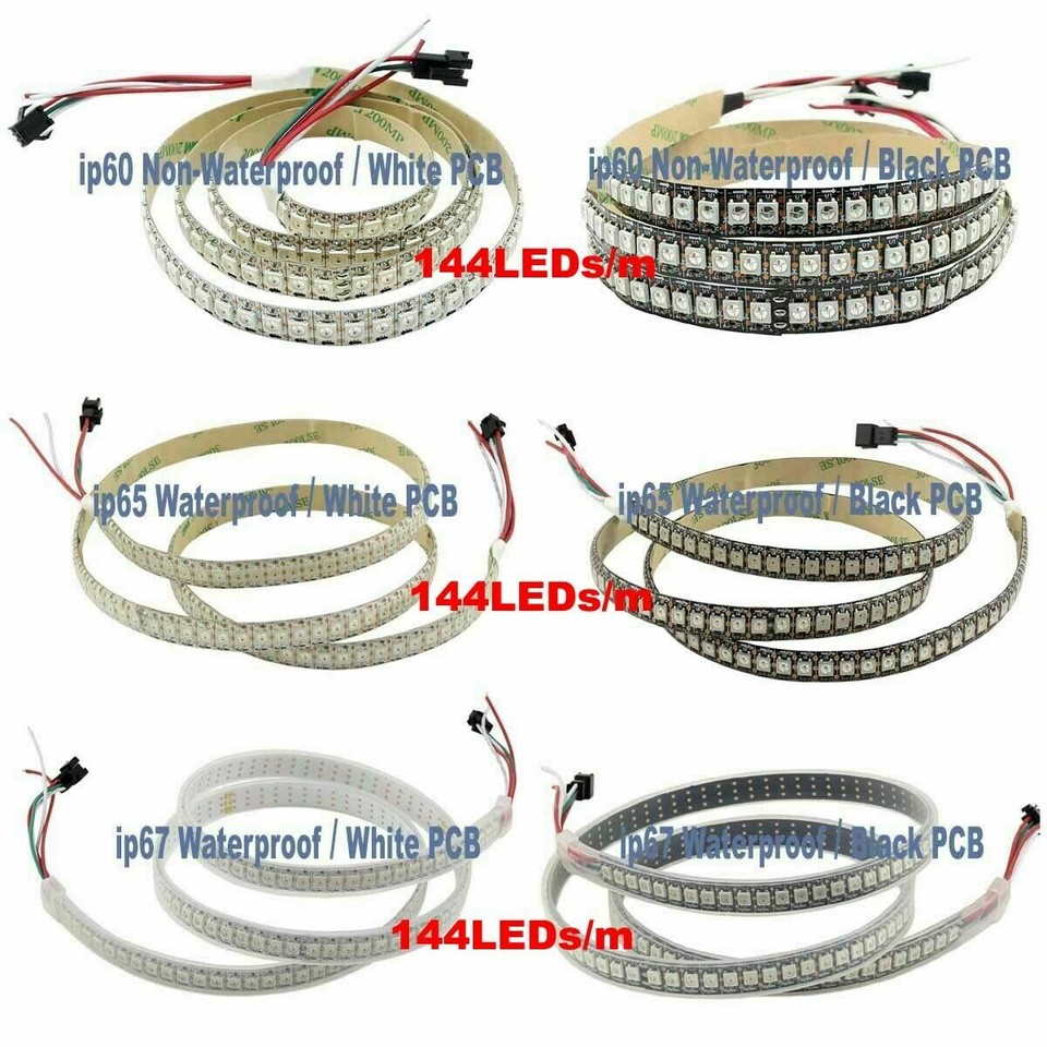 WS2812B LED Strip 5050 RGB 30/60/144LEDs/M ws2812 IC Individual ...