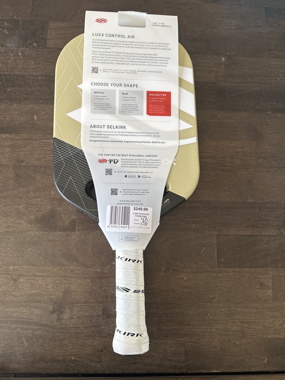 NEW Selkirk SLK LUXX Control Air INVIKTA Gold Pickleball Paddle | eBay