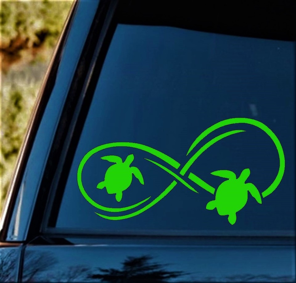 Neon Green Sea Turtle Infinity Decal Sticker for Car Window Laptop Art ...