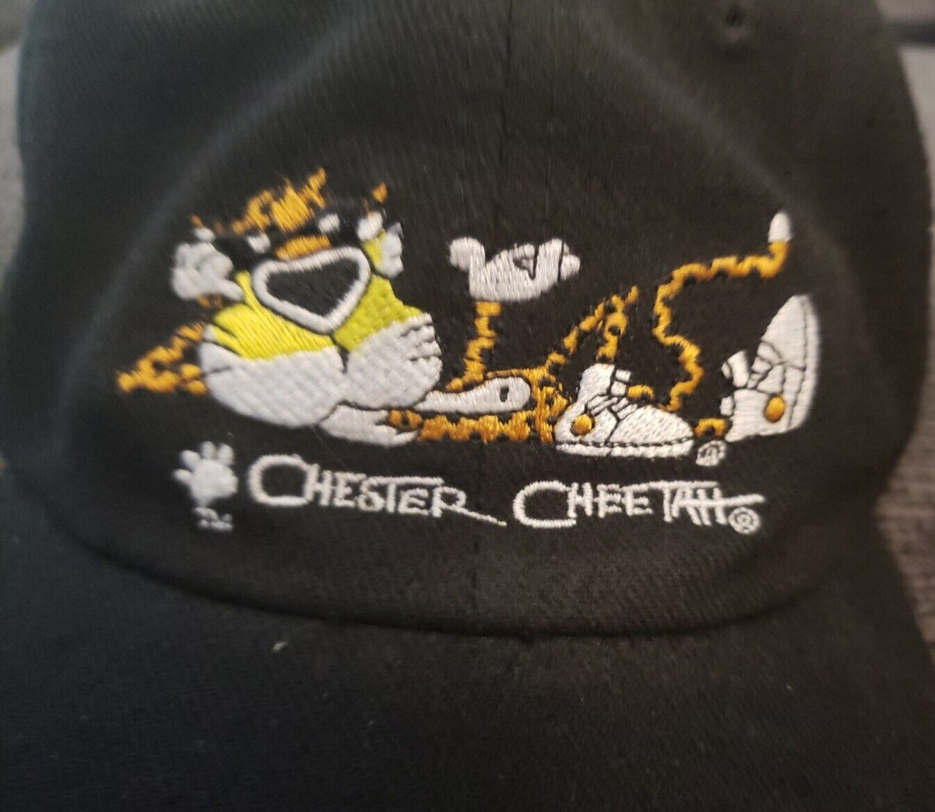 Vintage Chester Cheetah Cheetos Black Snapback Hat Pl… - Gem