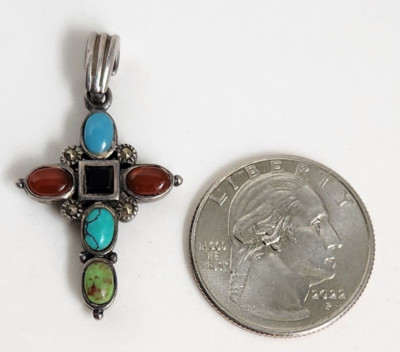 Vintage Sterling Silver 925 Multi Stone Cross Necklace | eBay