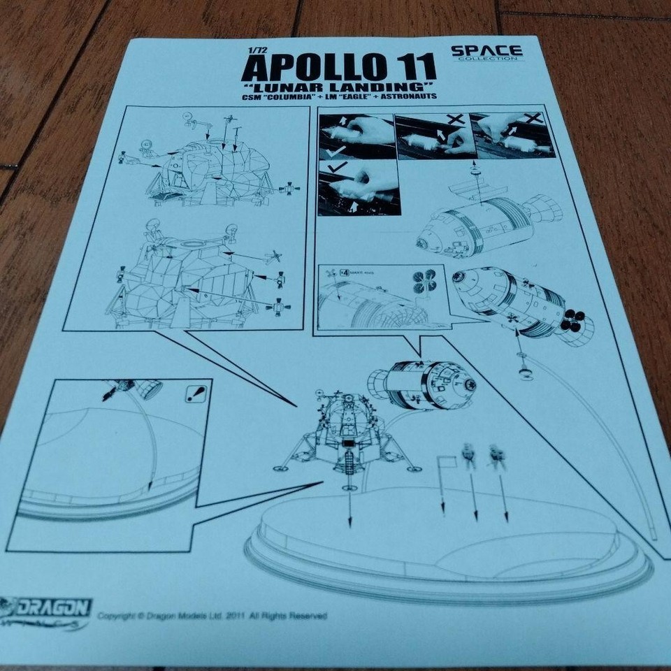 NASA Apollo 11 CSM & Lunar Module with Moon Base Model Kit 1/72 Space ...
