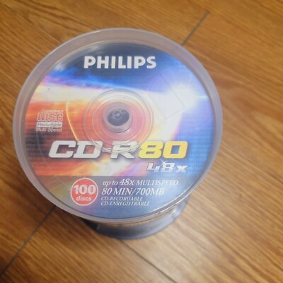 Philips CD-R 80 Min 700MB 40X Speed Recordable Blank Discs - 100 Pack ...