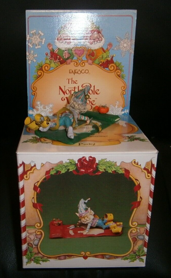 Enesco North Pole Village Elf - Tailor Shop - Pinky on Green Fabric | eBay