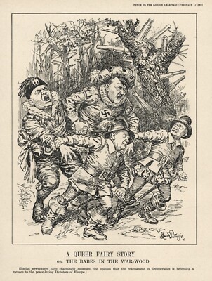 RARE 1937 BRITISH CARTOON Rearmament HITLER & GOERING Stanley Baldwin ...