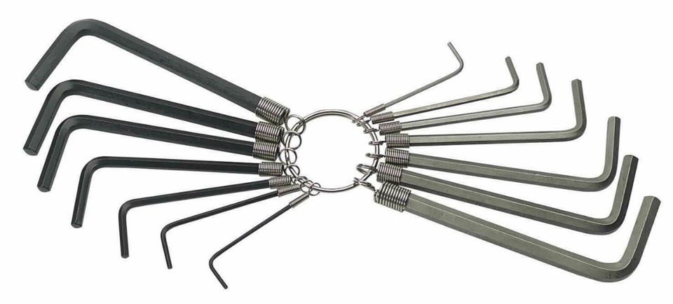 Set Of 14 Allen Key Set Long Arm With Key Ring Imperial Metric Hex Keys ...