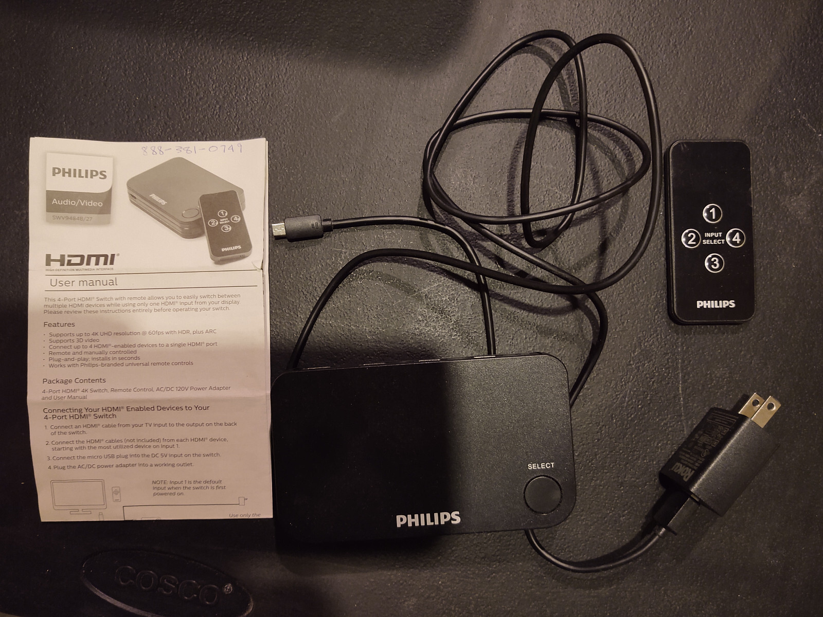 Philips 4 Device HDMI Switch w/ Wireless Remote Control. Open box ...